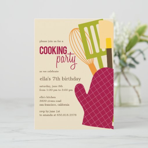 Stylish Kitchen Cooking Party Invitations | Zazzle