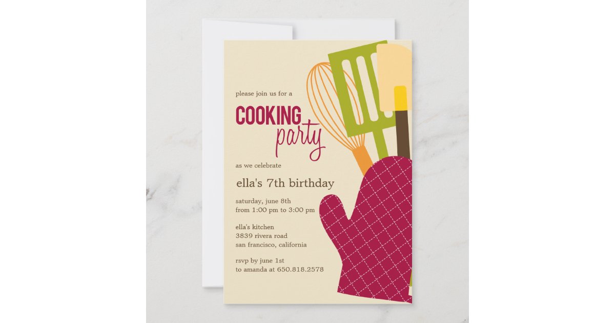 Stylish Kitchen Cooking Party Invitations | Zazzle