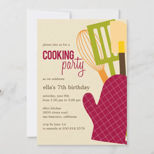 Stylish Kitchen Cooking Party Invitations | Zazzle