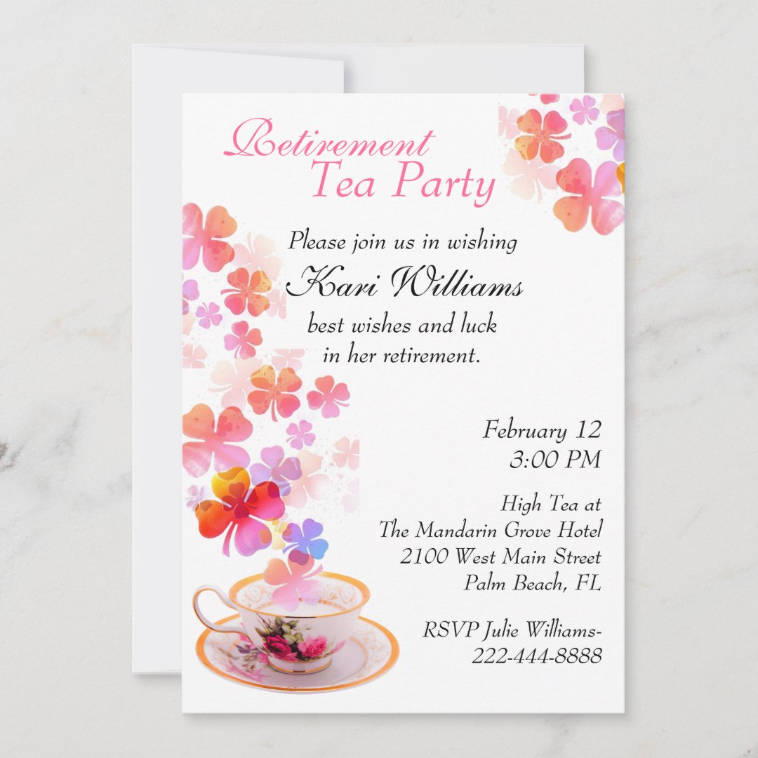 Stylish Ladies Retirement Tea Party Invitation | Zazzle