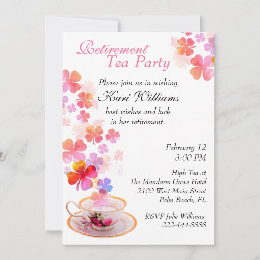 Stylish Ladies Retirement Tea Party Invitation | Zazzle
