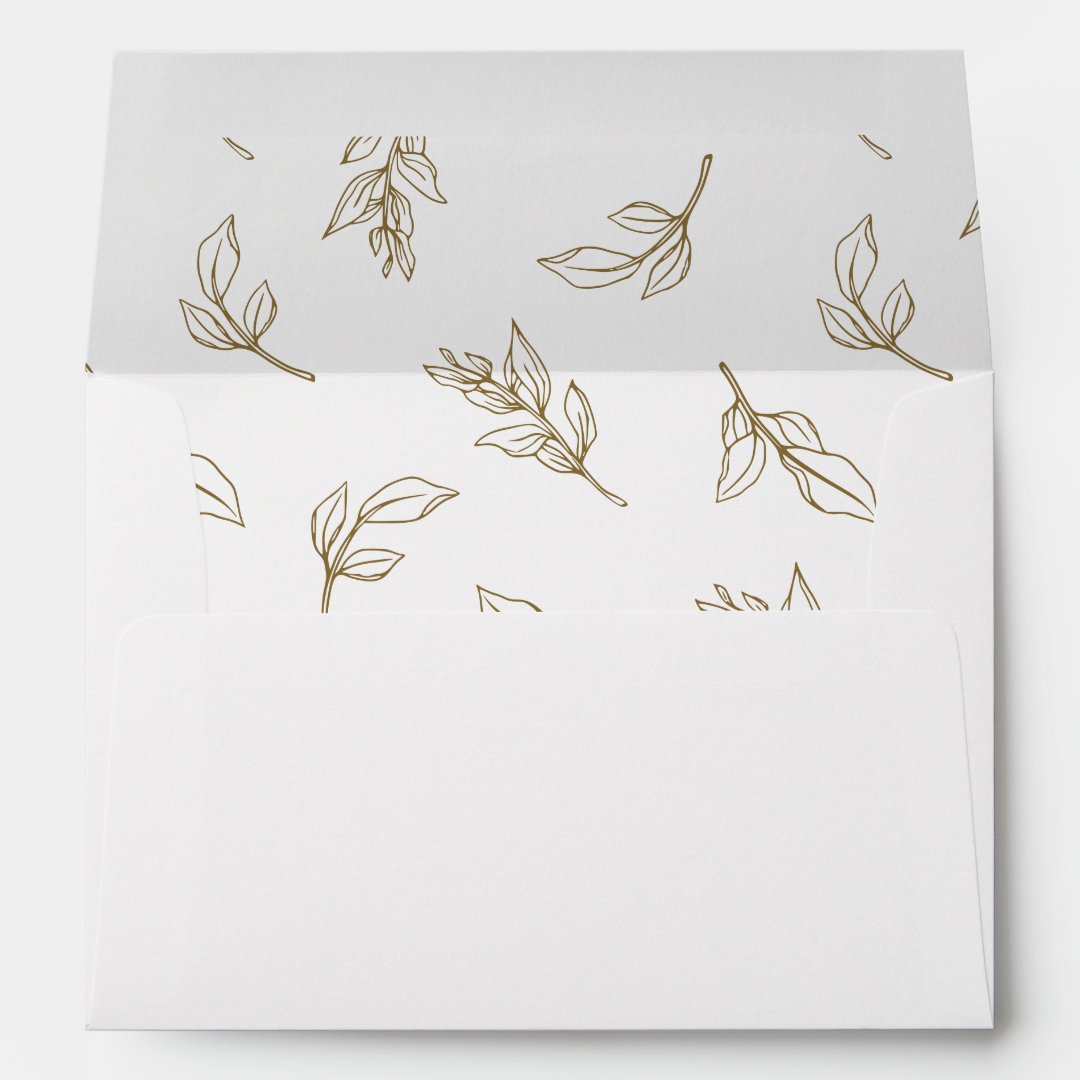 Stylish Leaves Pattern Wedding Invitation Envelope | Zazzle