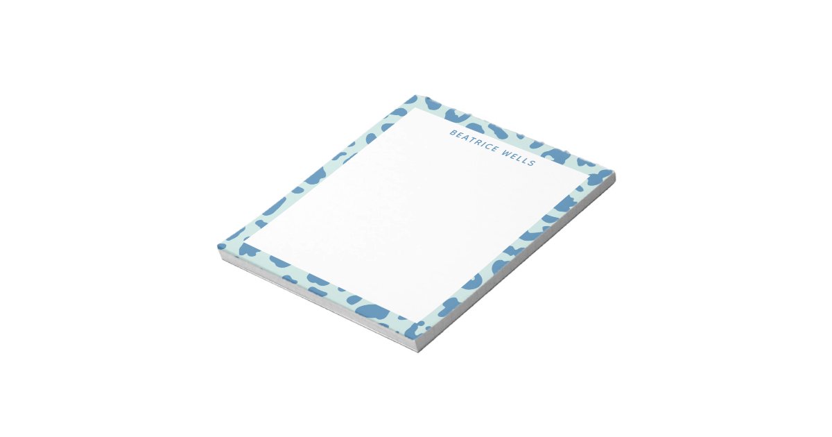 Stylish Leopard Print Animal Pattern in Blue Notepad | Zazzle