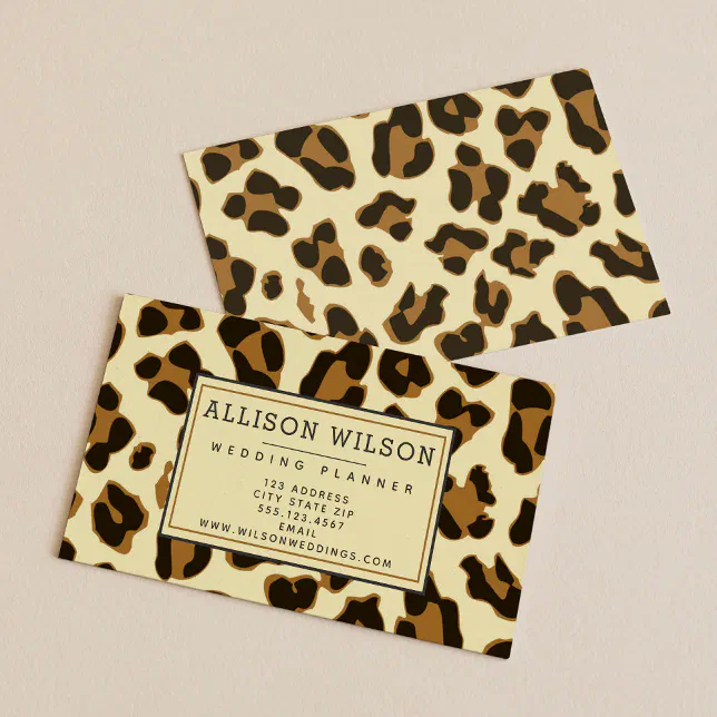 Stylish Leopard Print Business Card | Zazzle