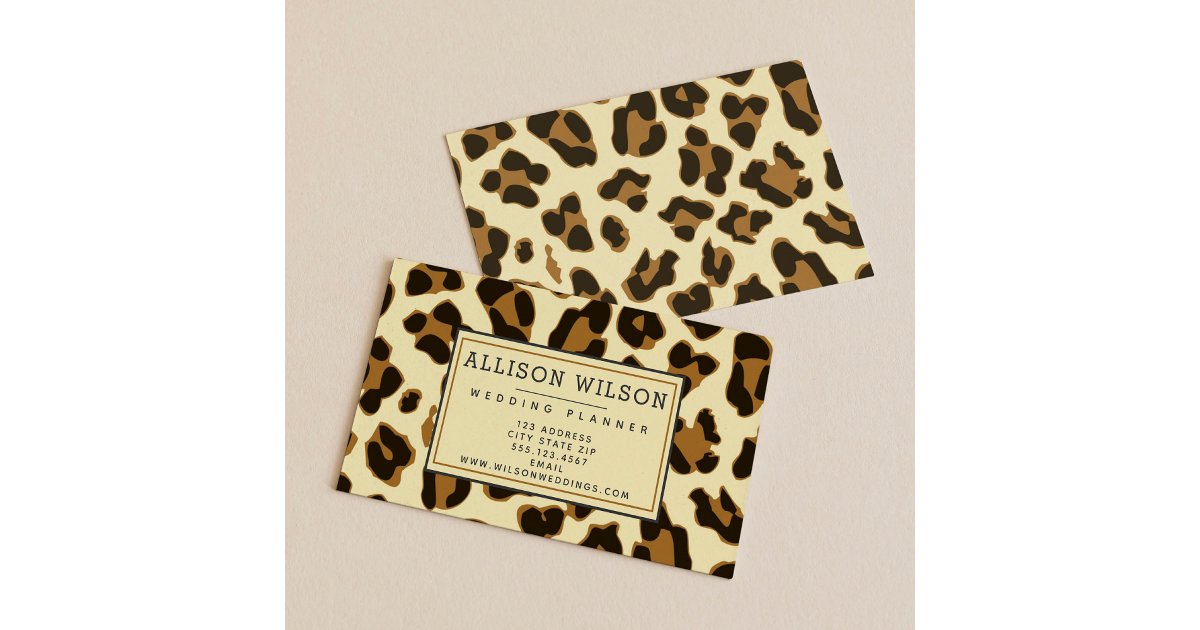 Stylish Leopard Print Business Card | Zazzle