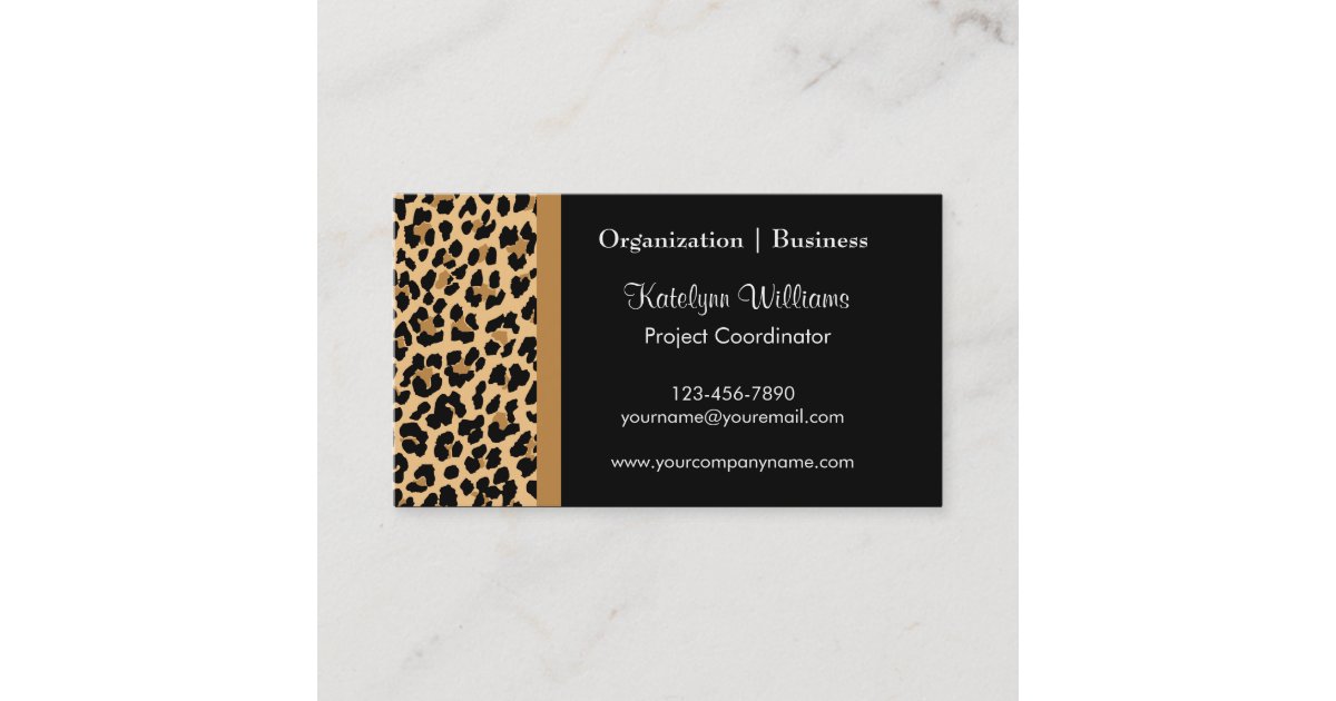 Stylish Leopard Print Business Card | Zazzle