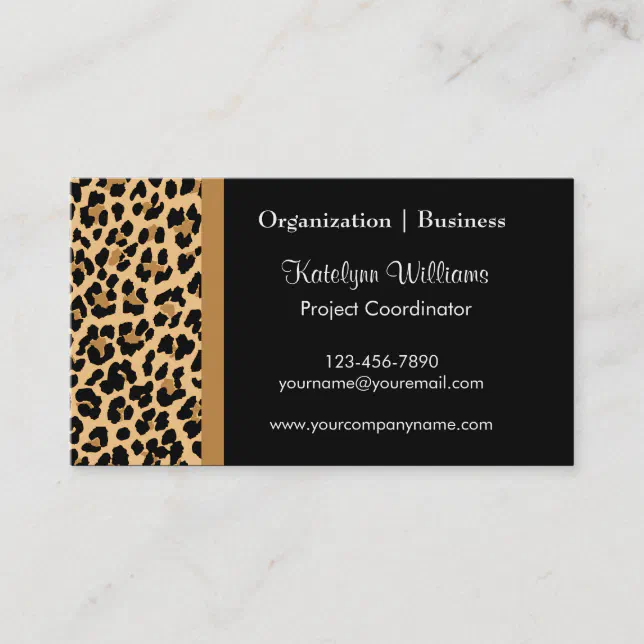 Stylish Leopard Print Business Card | Zazzle