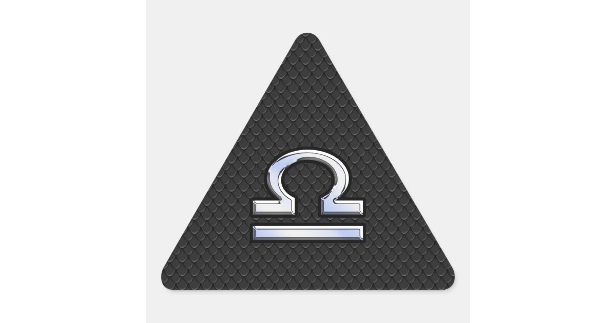 Stylish Libra Zodiac Sign Black Snake Skin Decor Triangle Sticker | Zazzle