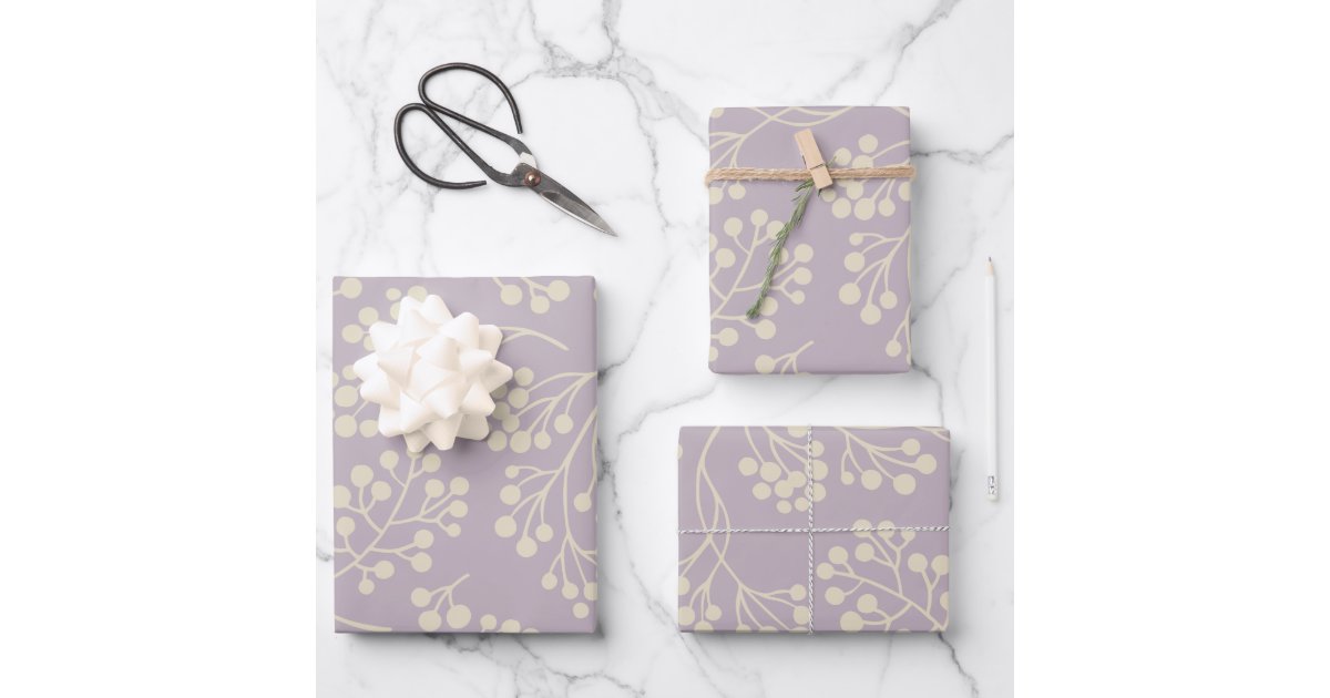 Stylish Lilac Floral Pattern Modern Farmhouse Wrapping Paper Sheets ...