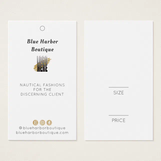 Stylish Logo and Name White Clothing Price tag | Zazzle