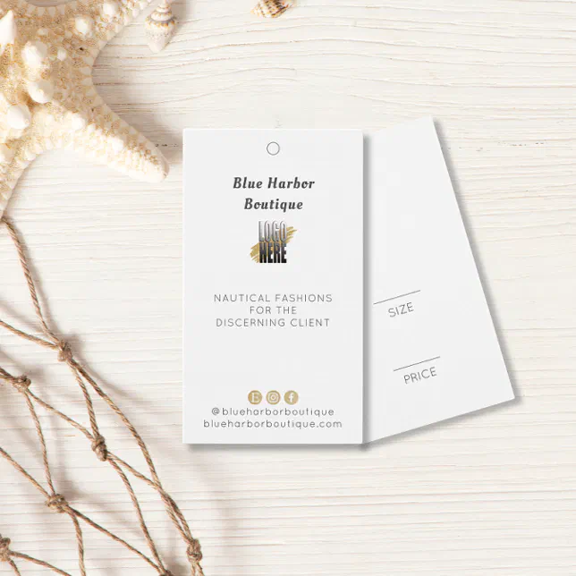 Stylish Logo and Name White Clothing Price tag | Zazzle