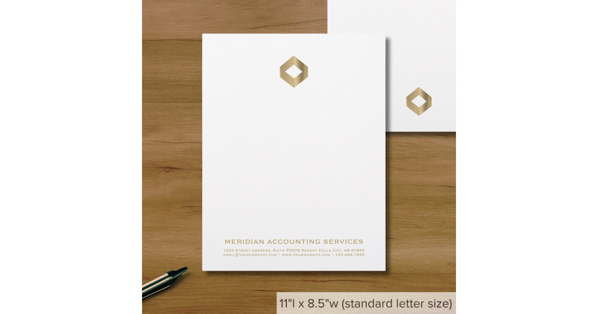 Stylish Luxury Modern Gold Diamond Logo Letterhead | Zazzle