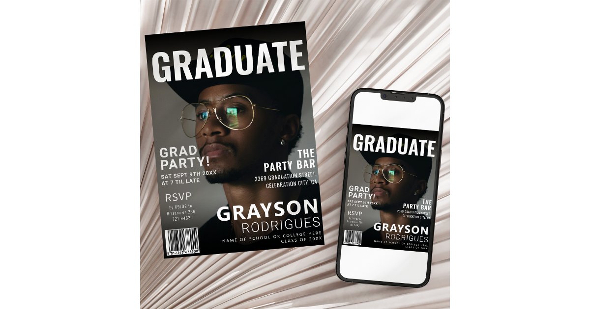 Stylish Magazine Cover | Graduation Party Invitation | Zazzle