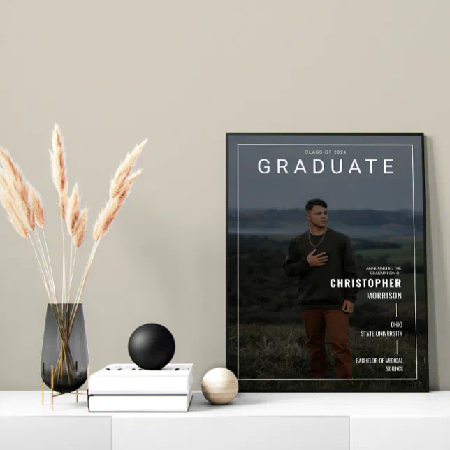 Stylish Magazine Cover Photo Graduate Poster | Zazzle