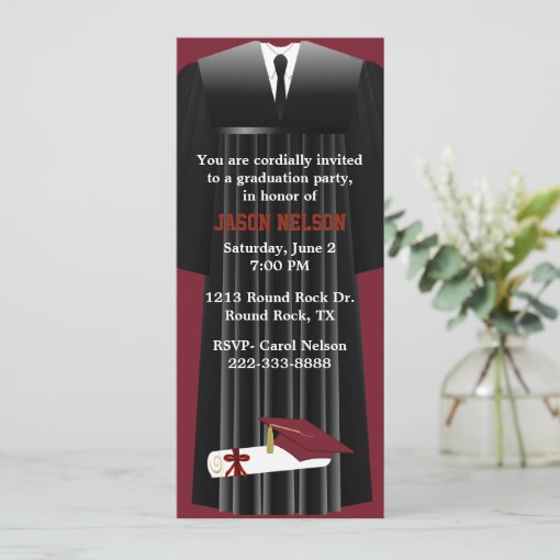 Stylish Maroon Graduation Party Invitation | Zazzle