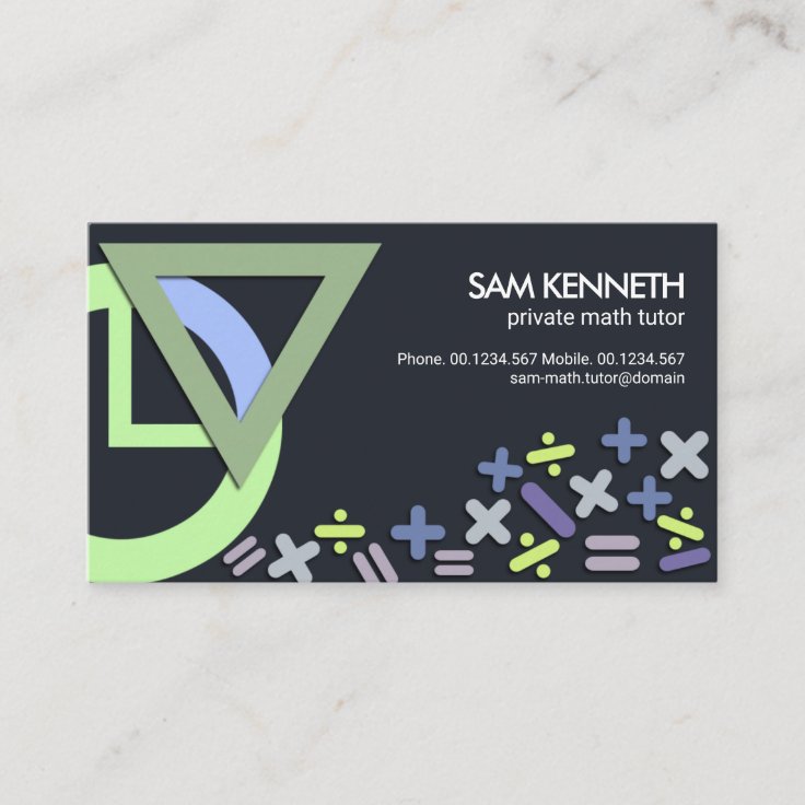 Stylish Math Geometric Symbols Motif Tutor Business Card | Zazzle