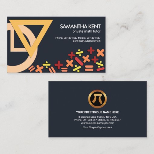 Stylish Mathematics Symbols Motif Private Tutor Business Card | Zazzle