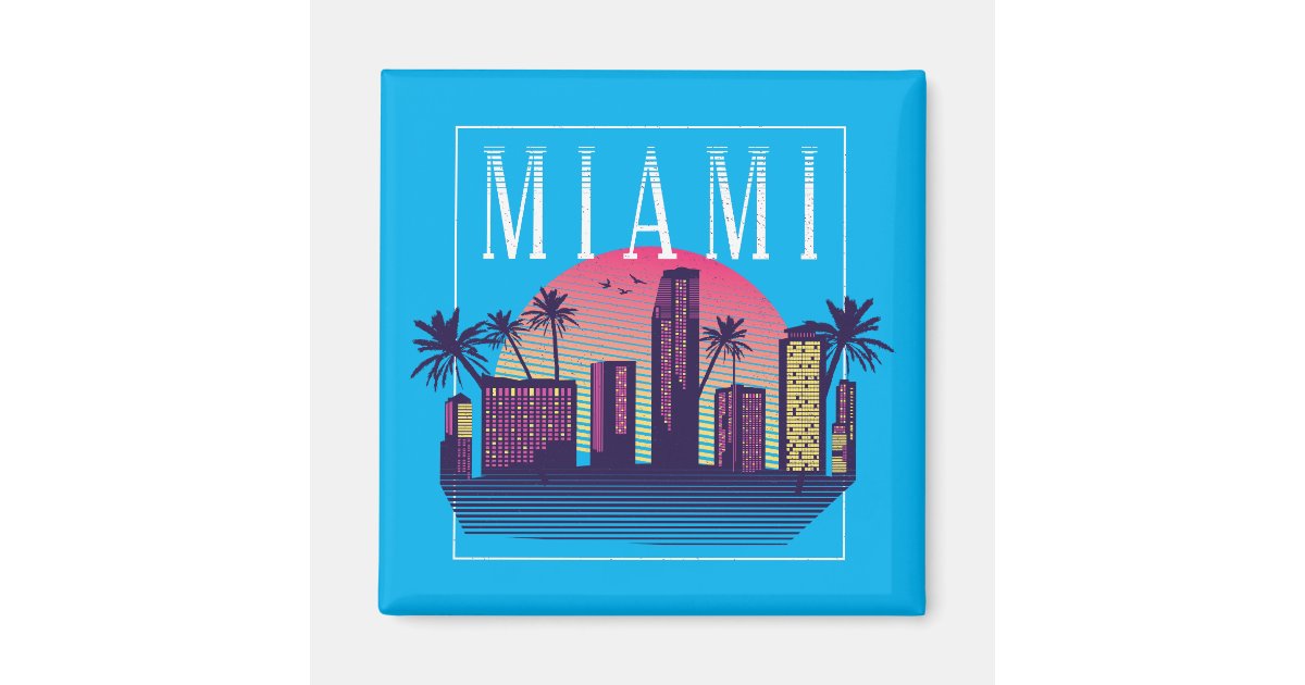 Stylish Miami Florida Retro City Logo Magnet | Zazzle