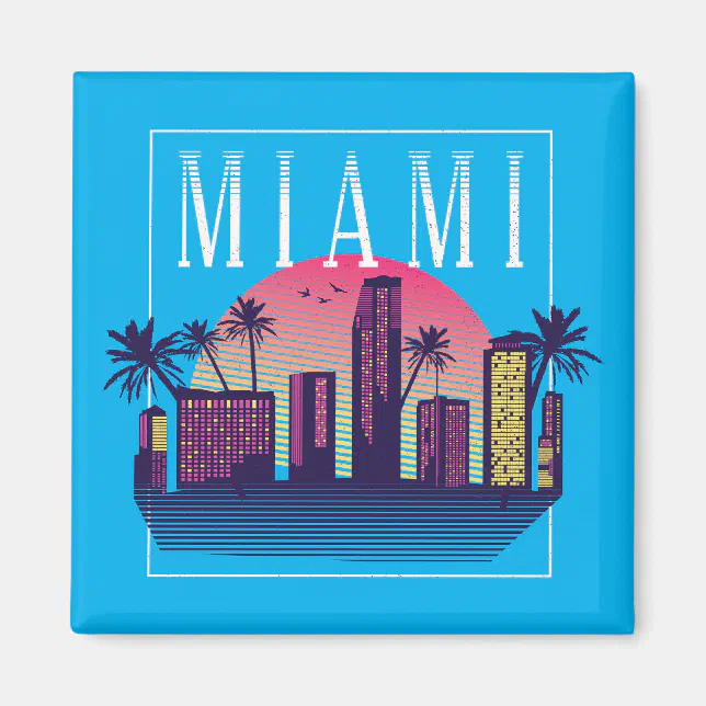 Stylish Miami Florida Retro City Logo Magnet | Zazzle