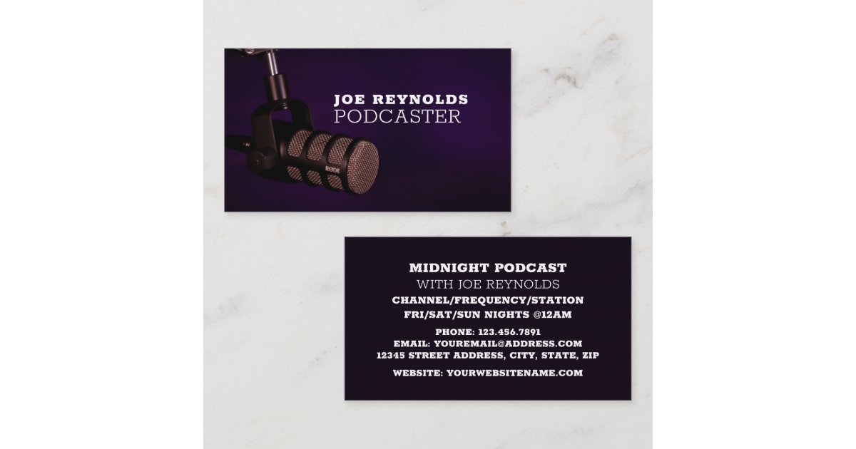 Stylish Microphone, Podcaster, Podcast Business Card | Zazzle