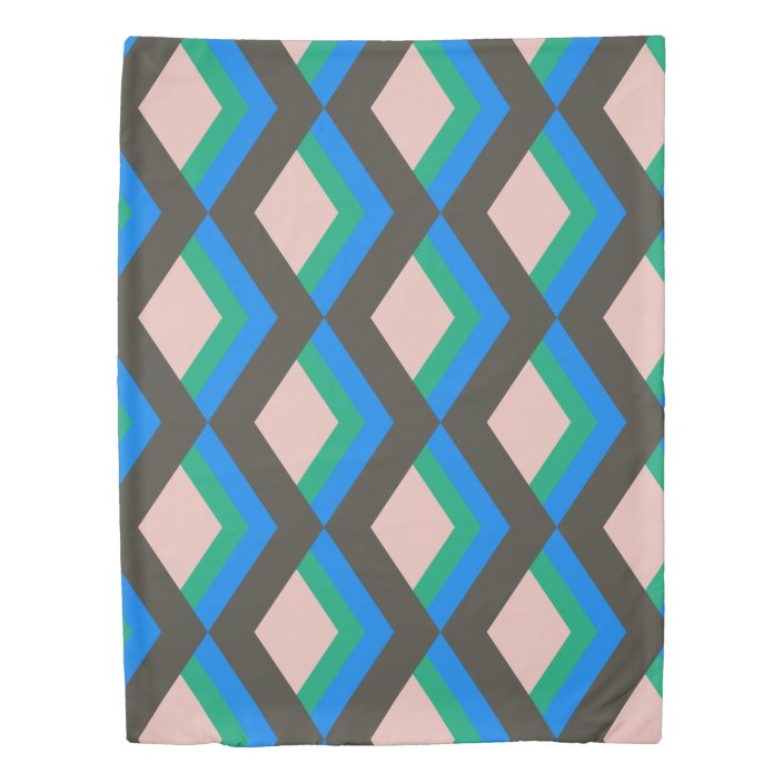 Stylish Mid Century Mod Pattern in Blue and Green Duvet Cover | Zazzle.com