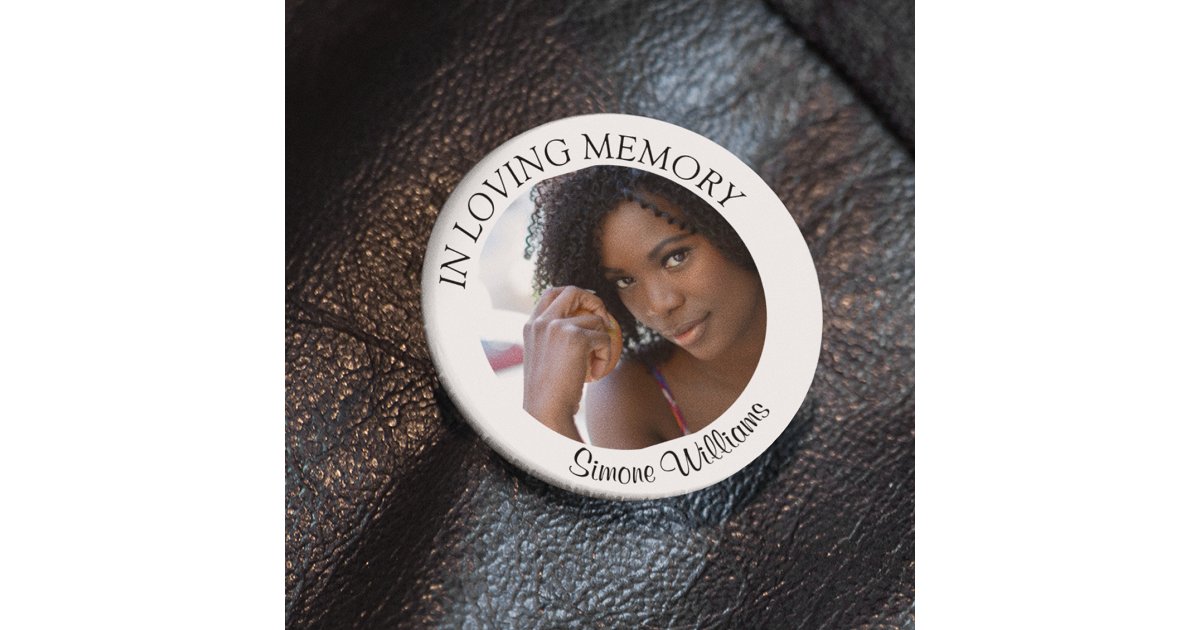Stylish Minimal In Loving Memory Photo Button | Zazzle