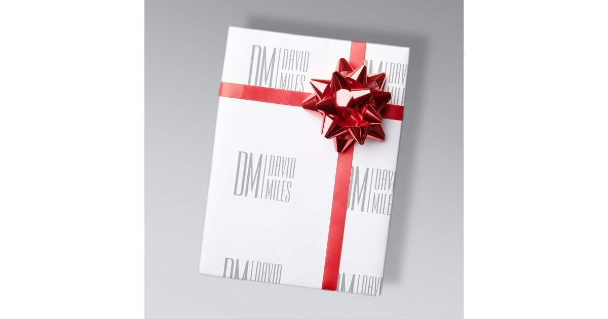 Stylish Minimal & Modern Grey Initials & Name Logo Wrapping Paper | Zazzle