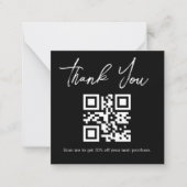stylish minimal thank you business qr code black note card | Zazzle