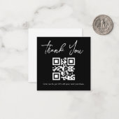 stylish minimal thank you business qr code black note card | Zazzle