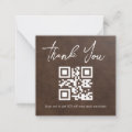 stylish minimal thank you business qr code brown note card | Zazzle
