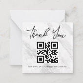 stylish minimal thank you business qr code marble note card | Zazzle