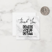 stylish minimal thank you business qr code marble note card | Zazzle