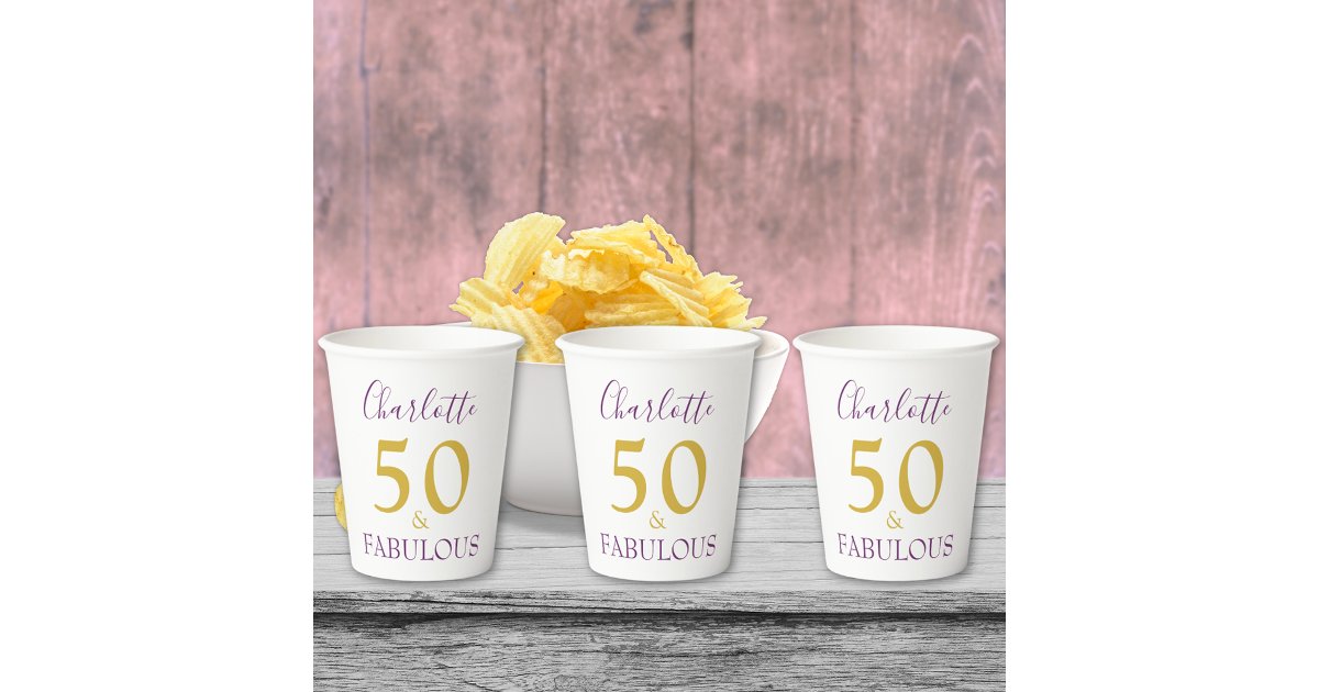 Stylish Minimalist 50th Birthday Party Paper Cups | Zazzle