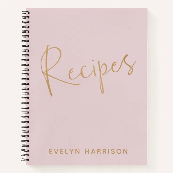 Stylish Minimalist Blush Personalized Recipe Notebook | Zazzle