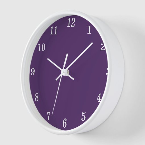 Stylish Minimalist Dark Purple Wall Clock | Zazzle