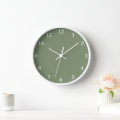 Stylish Minimalist Sage Green Wall Clock | Zazzle