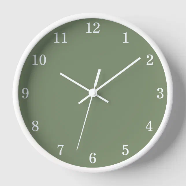 Stylish Minimalist Sage Green Wall Clock | Zazzle
