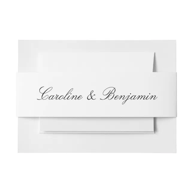 Stylish Minimalist Script Elegant Wedding Names Invitation Belly Band ...
