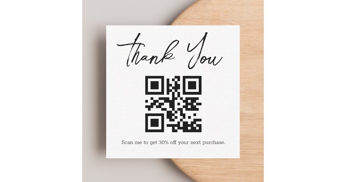 stylish minimalist thank you business qr code note card | Zazzle