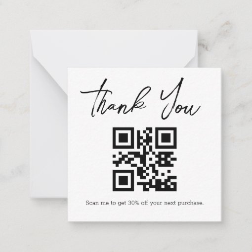 stylish minimalist thank you business qr code note card | Zazzle