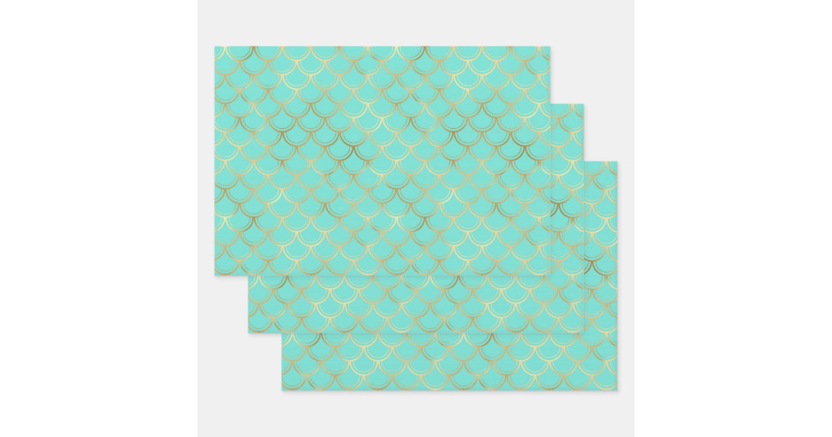 Stylish Mint and Gold Mermaid Wrapping Paper Sheets | Zazzle