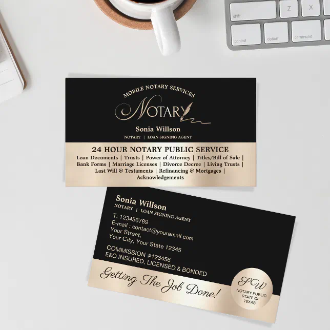 Stylish Mobile Notary & Loan Signing Agent Law Business Card | Zazzle