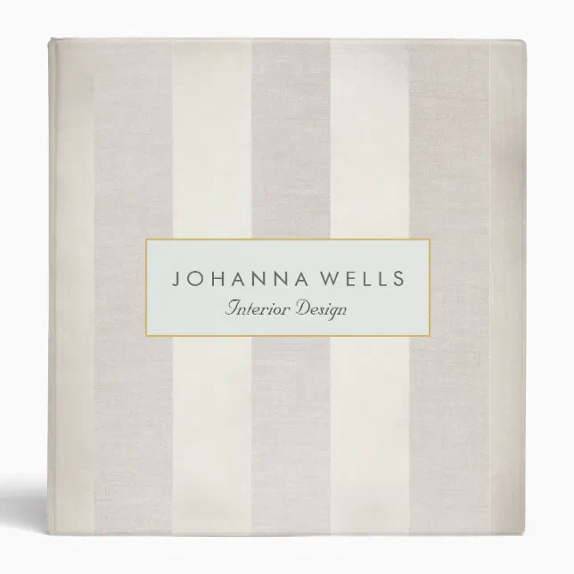 Stylish Modern Beige and Silver Striped 3 Ring Binder | Zazzle