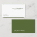Stylish Modern Block Olive Green Professional Business Card | Zazzle