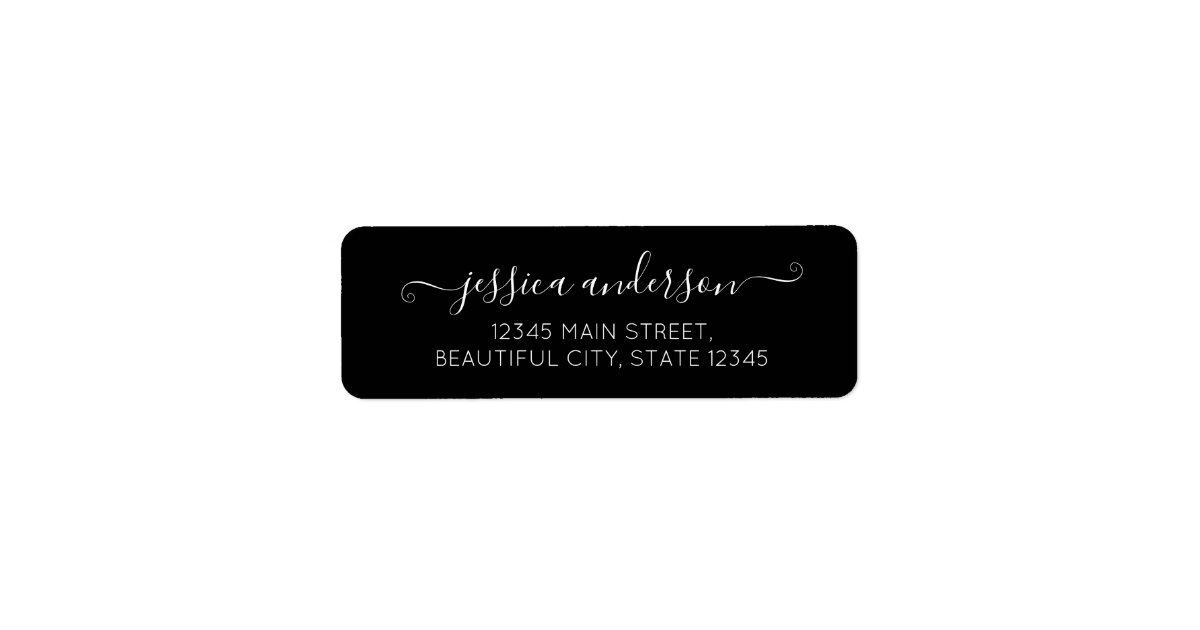 Stylish Modern Calligraphy Script Classic Black Label | Zazzle