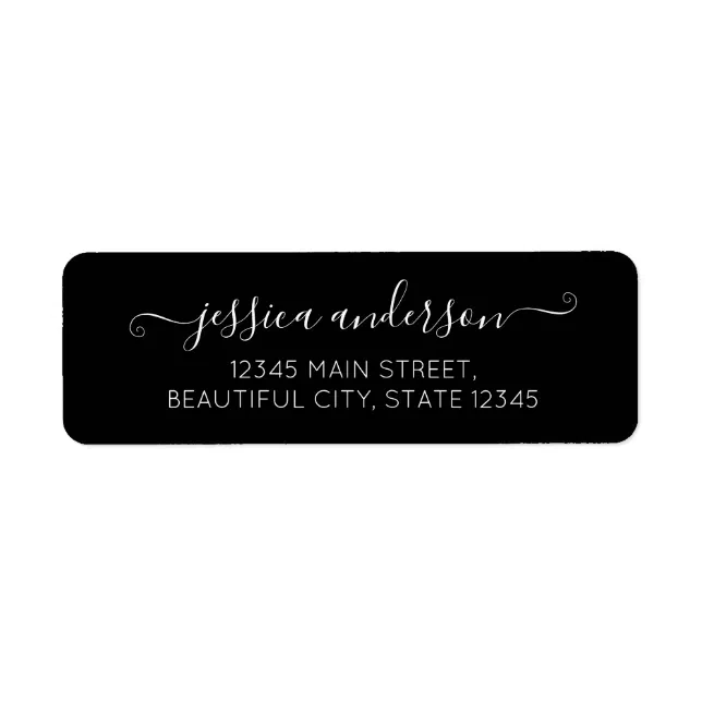 Stylish Modern Calligraphy Script Classic Black Label | Zazzle