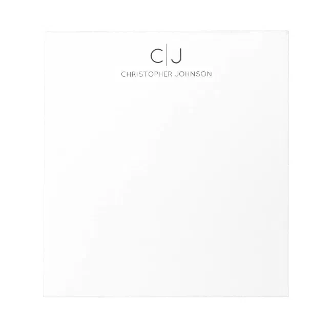 Stylish Modern Chic Simple Black Basic Monogram Notepad | Zazzle