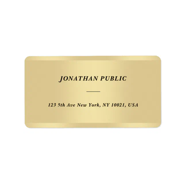 Stylish Modern Cursive Font Name Gold Address Label | Zazzle