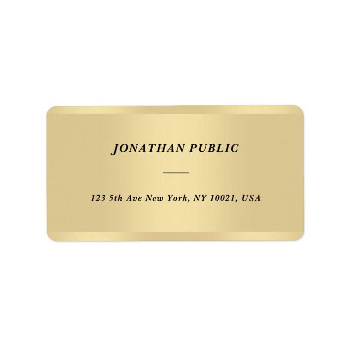 Stylish Modern Cursive Font Name Gold Address Label | Zazzle.com