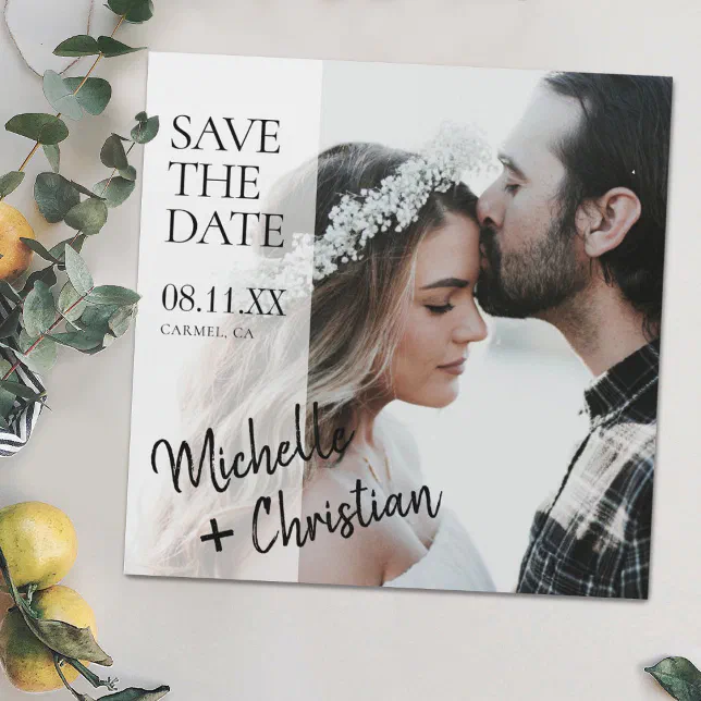 Stylish Modern Custom Photo Save the Date Magnet | Zazzle
